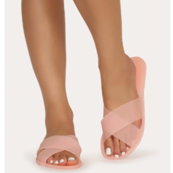 Shoes | Criss Cross Jelly Sandals In Matte Pink | Poshmark